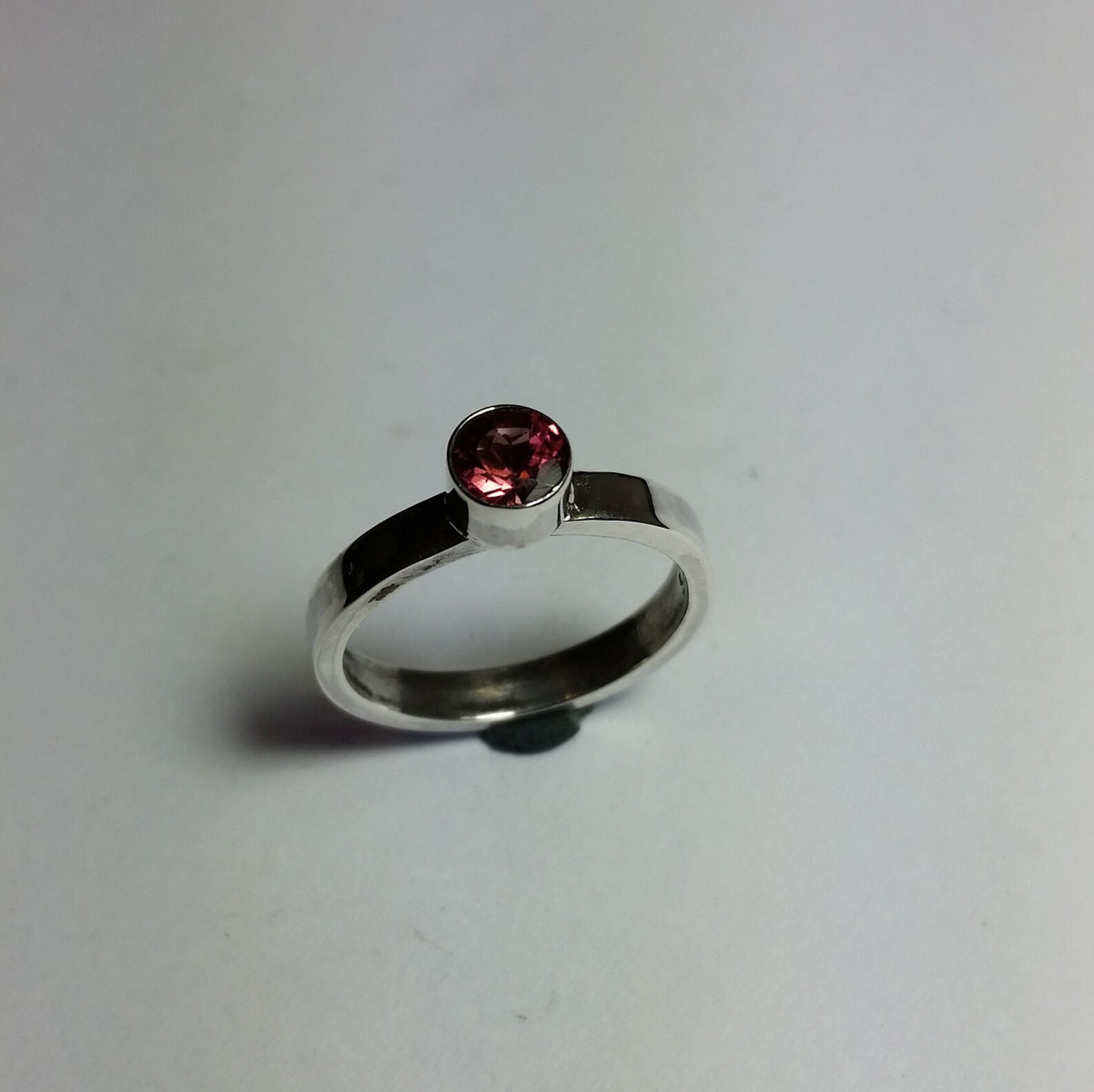 Zilveren ring met roze/rode toermalijn 5 mm facet geslepen | Etsy
