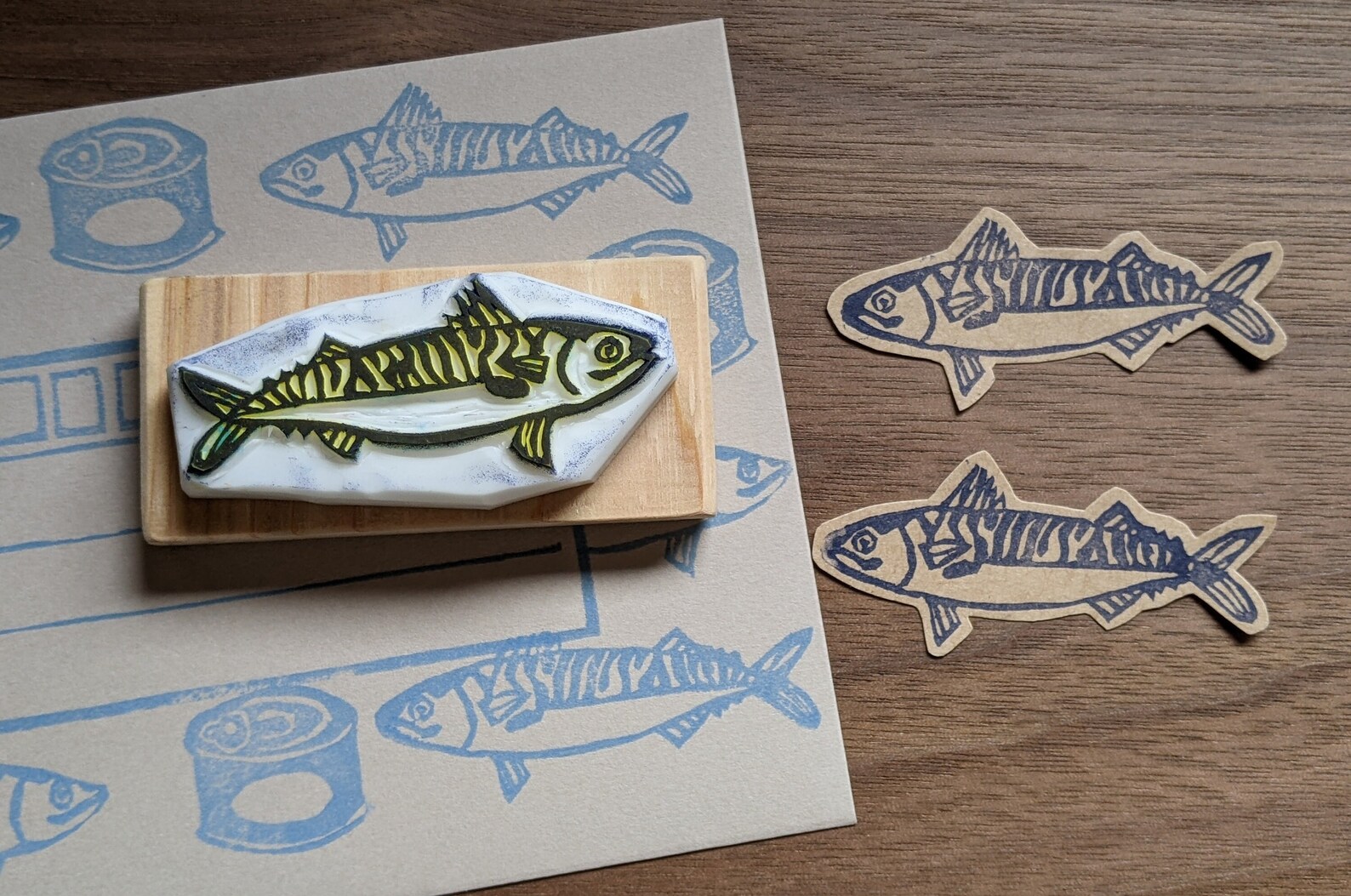 Hand-carved Mackerel Eraser Rubber Stamp for Papercraft and Fabric - Etsy