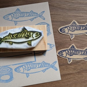Hand-carved Mackerel Eraser Rubber Stamp for Papercraft and Fabric - Etsy