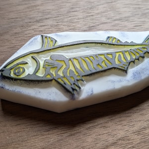 Hand-carved Mackerel Eraser Rubber Stamp for Papercraft and Fabric - Etsy