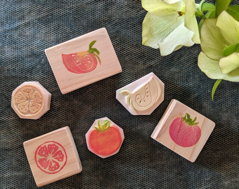 Hand-carved Tomato Eraser Rubber Stamp for Papercraft and Fabric - Etsy