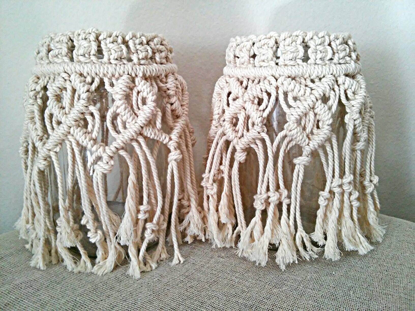 Macrame Jar Cover Macrame Vase Covers Candle Holder Mason - Etsy