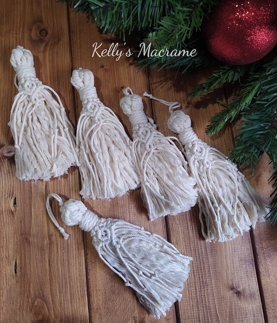 Set of 5 Macrame Tassels Christmas Tree Ornaments Home Decor - Etsy