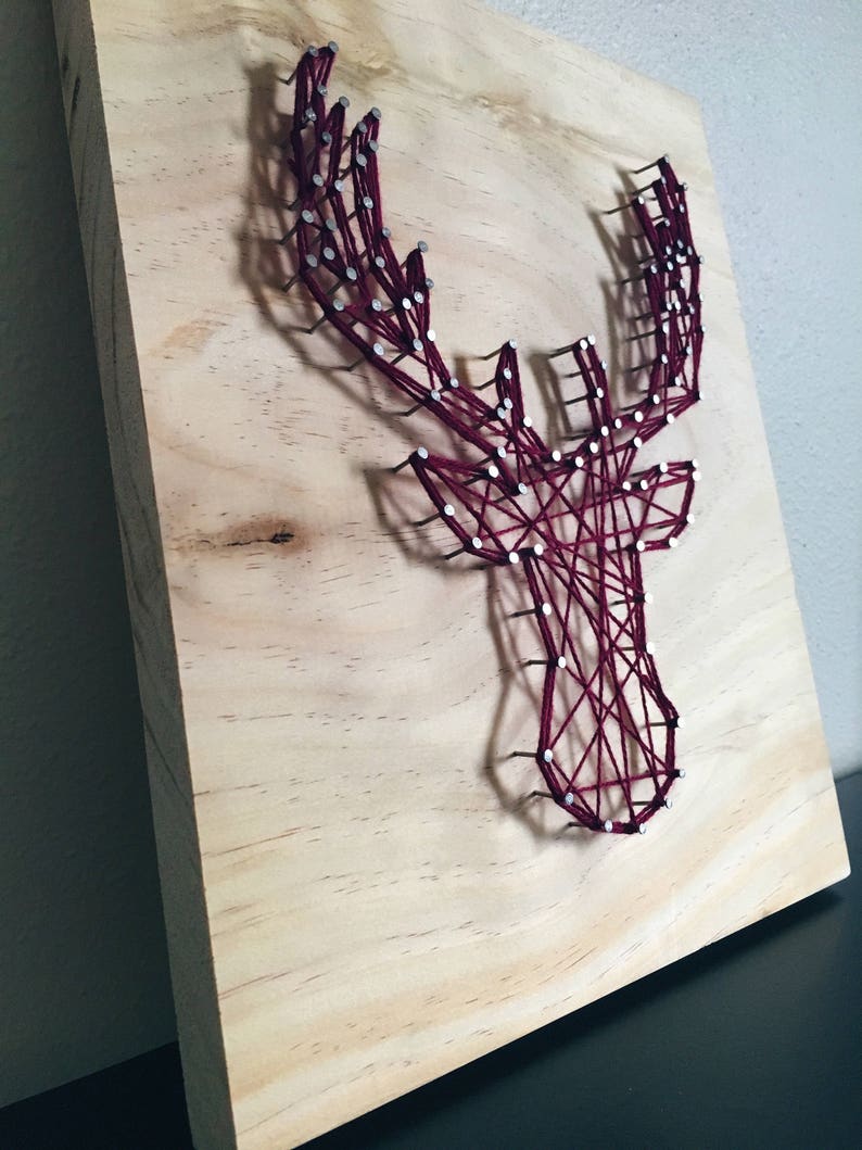 Minimalist Deer String Art Handmade Stag Head Antler Wall | Etsy