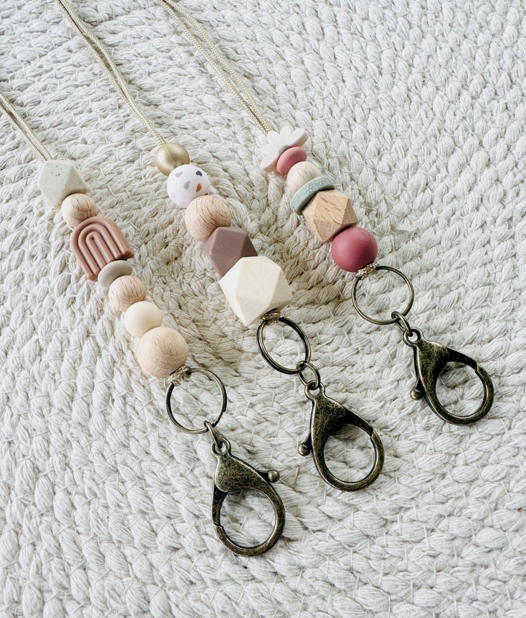 Boho Beaded Teacher Lanyard Colorful Key ID Badge Holder Gift Breakaway ...