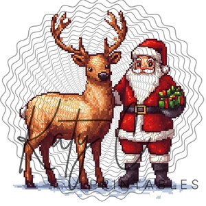 Pixel Art Santa Reindeer 8 Bit 16 Bit PNG for Shirts Mugs Digital ...