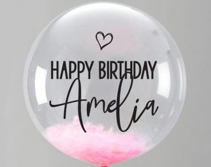 Personalised Balloon Decal, Balloon Label, Custom Vinyl Decal, Birthday ...