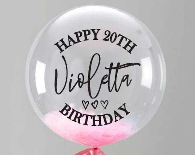 Personalised Balloon Decal, Balloon Label, Custom Vinyl Decal, Birthday ...