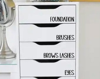 Makeup Organizer Decals, Vinyl Stickers for Make up Storage, Makeup ...