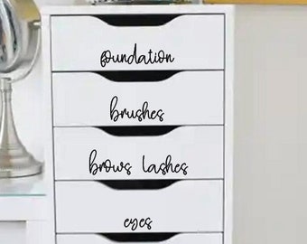 Makeup Organizer Decals, Vinyl Stickers for Make up Storage, Makeup ...