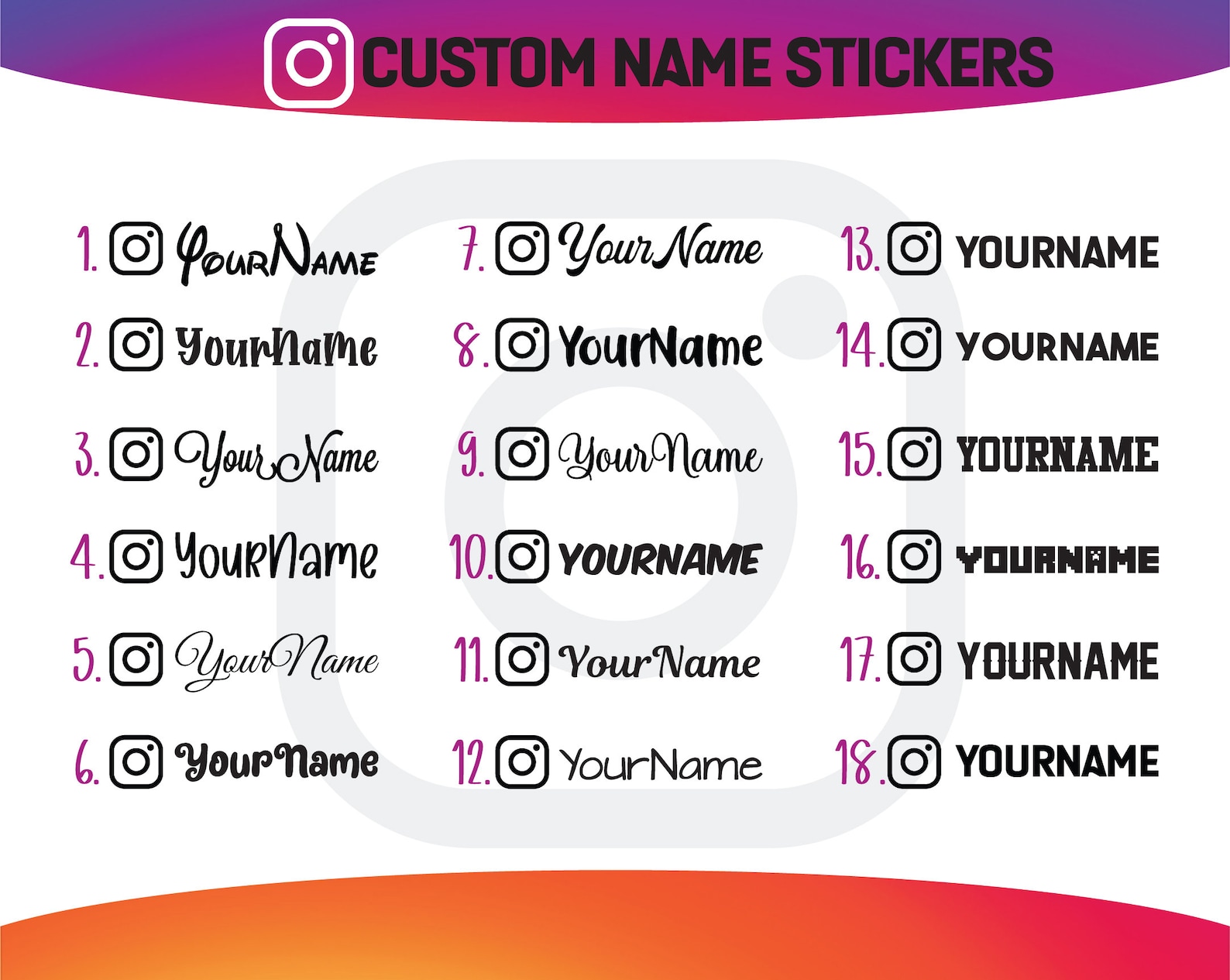 IG Custom Name Stickers, Social Media Username Decal, Car Decal, Window ...