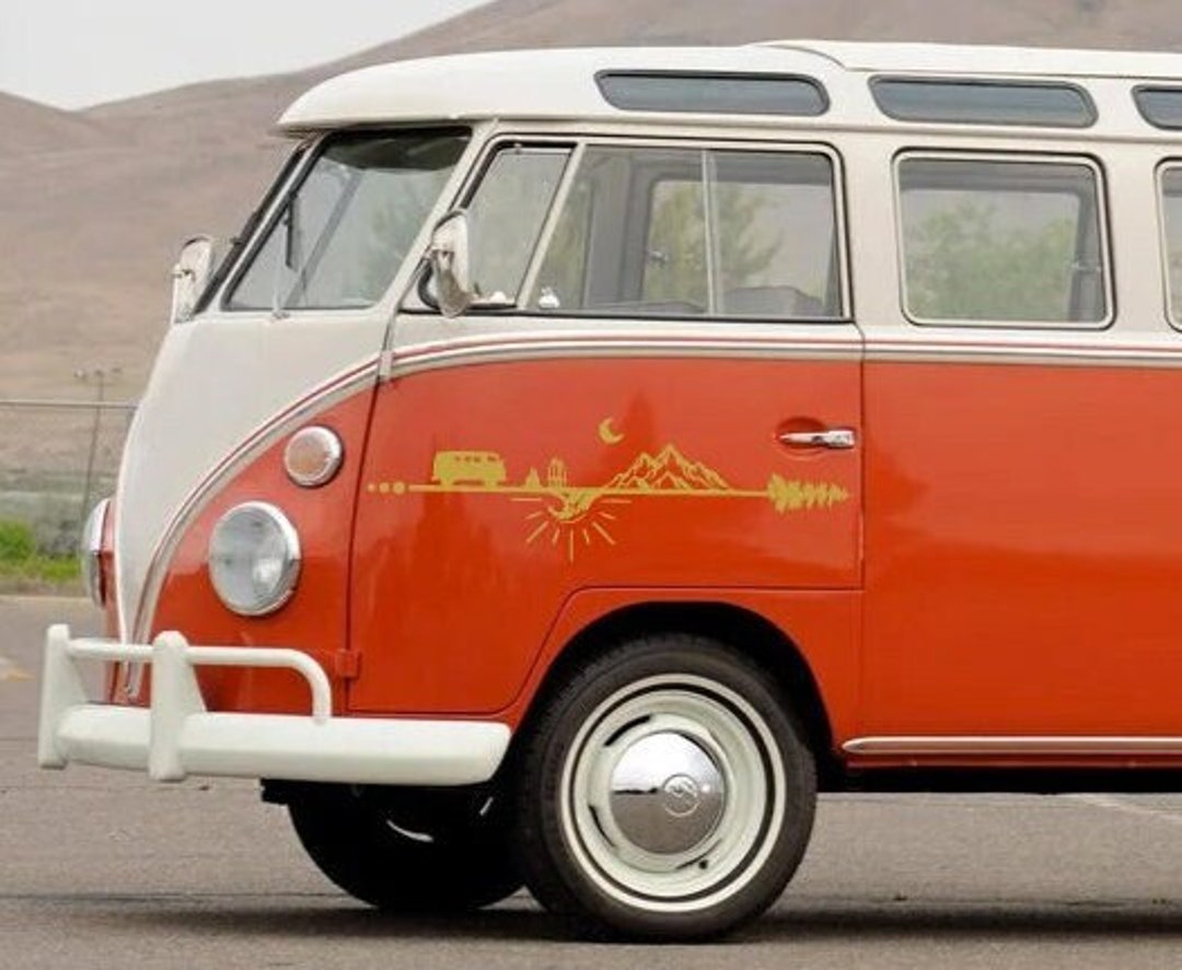 Motorhome Decal, Camper Sticker, Forest Mountains Water Wave Decal ...