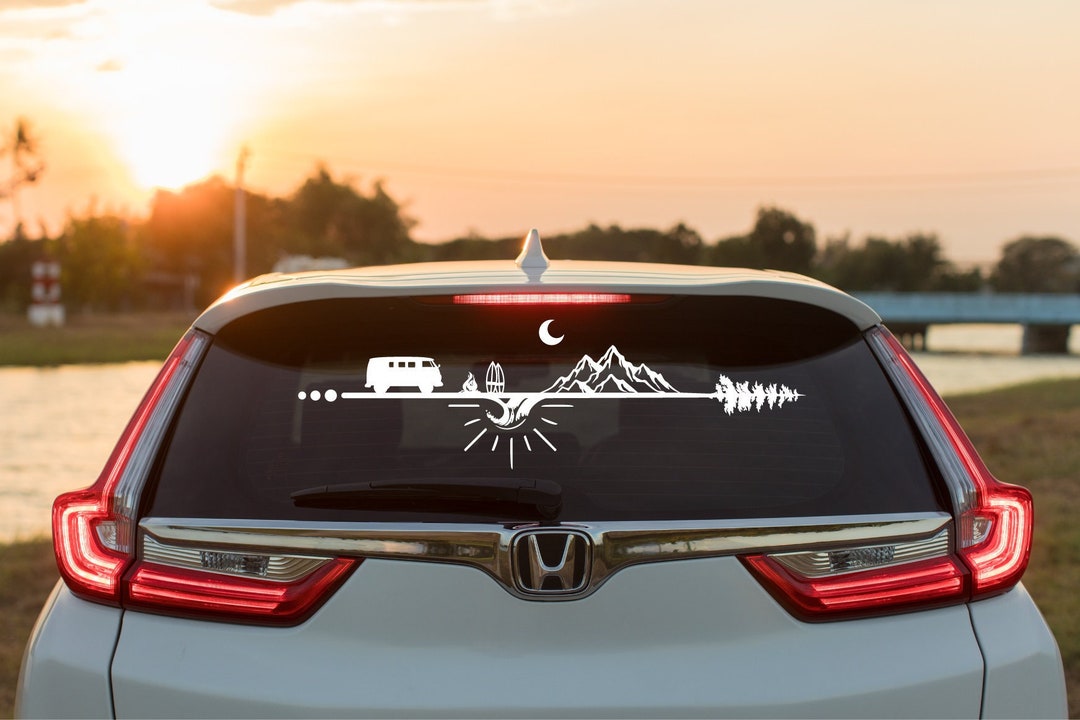 Motorhome Decal, Camper Sticker, Forest Mountains Water Wave Decal ...