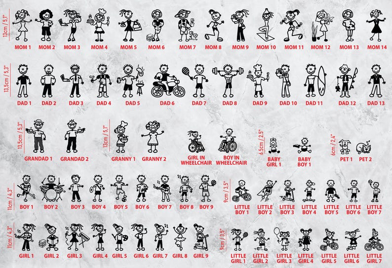 Stick Family Car Vinyl Decal, My Car Stick Family Sticker, Personalized ...