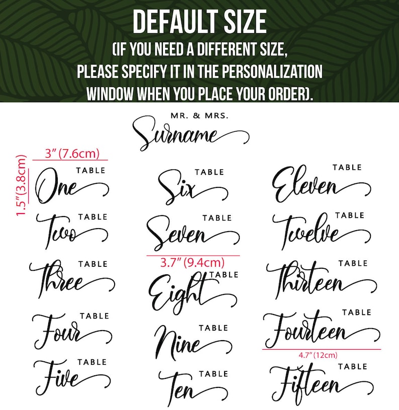 Wedding Table Number Decal Table Number Stickers Wedding Day - Etsy