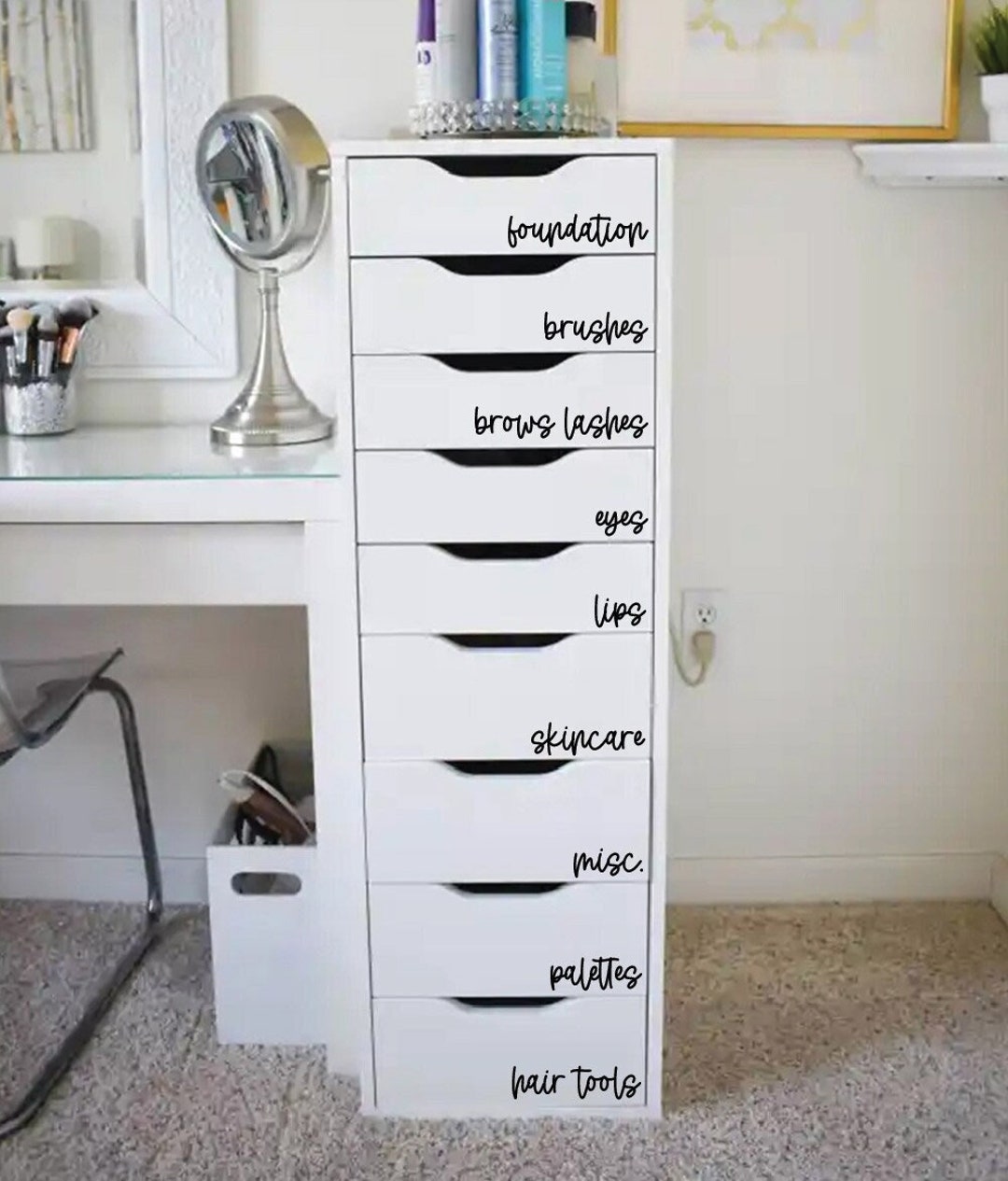 Makeup Organizer Decals, Vinyl Stickers for Make up Storage, Makeup ...