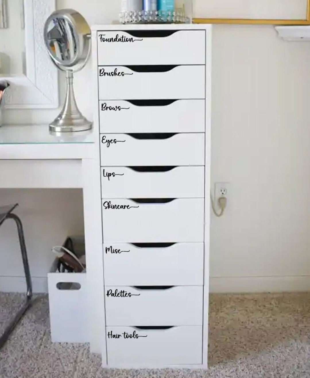 Makeup Organizer Decals, Vinyl Stickers for Make up Storage, Makeup ...