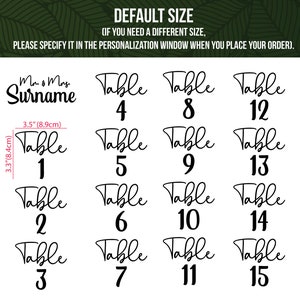 Wedding Table Number Decal, Table Number Stickers, Wedding Day ...