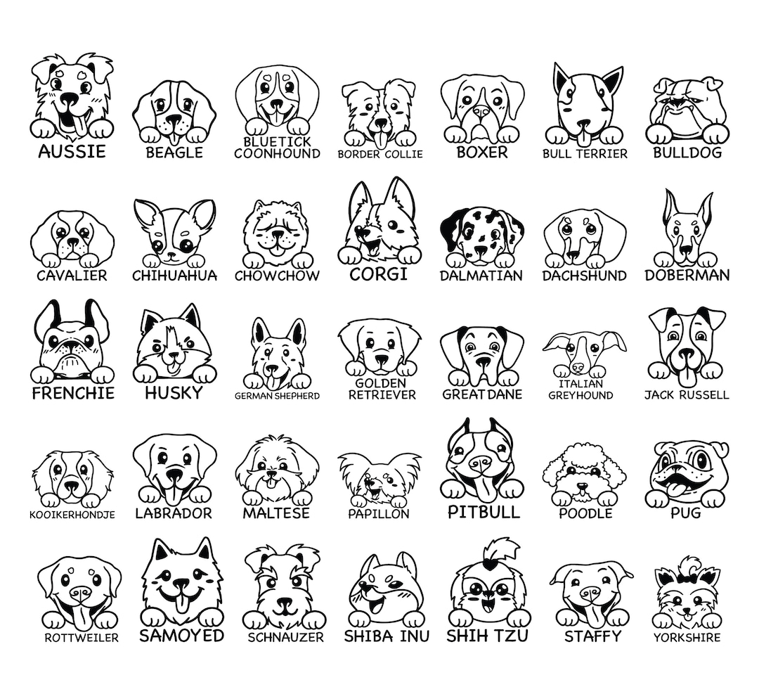 Peeking Dog Decal, 35 Dog Breed Stickers for Laptop, Car, Macbook, Wall ...