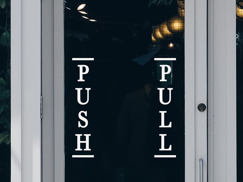 PUSH PULL Decals for Door, Set of 2 Decals, Push Pull Door Sign Vinyl ...