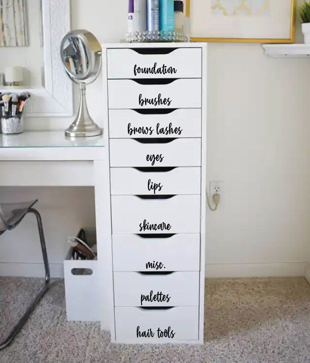 Makeup Organizer Decals, Vinyl Stickers for Make up Storage, Makeup ...