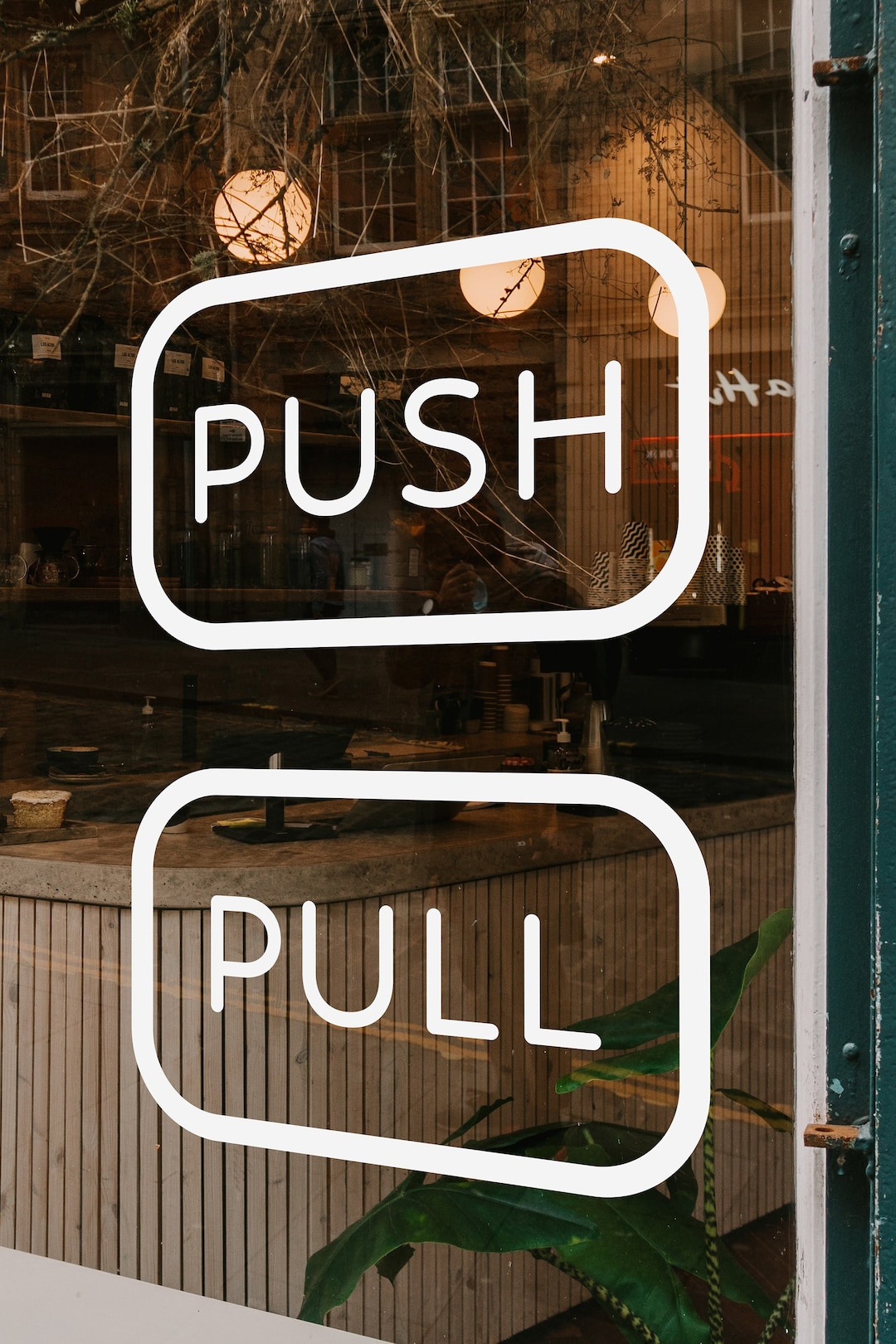 PUSH PULL Decals for Door, Set of 2 Decals, Push Pull Door Sign Vinyl ...
