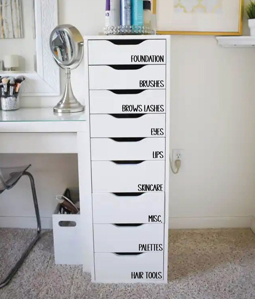 Makeup Organizer Decals, Vinyl Stickers for Make up Storage, Makeup ...