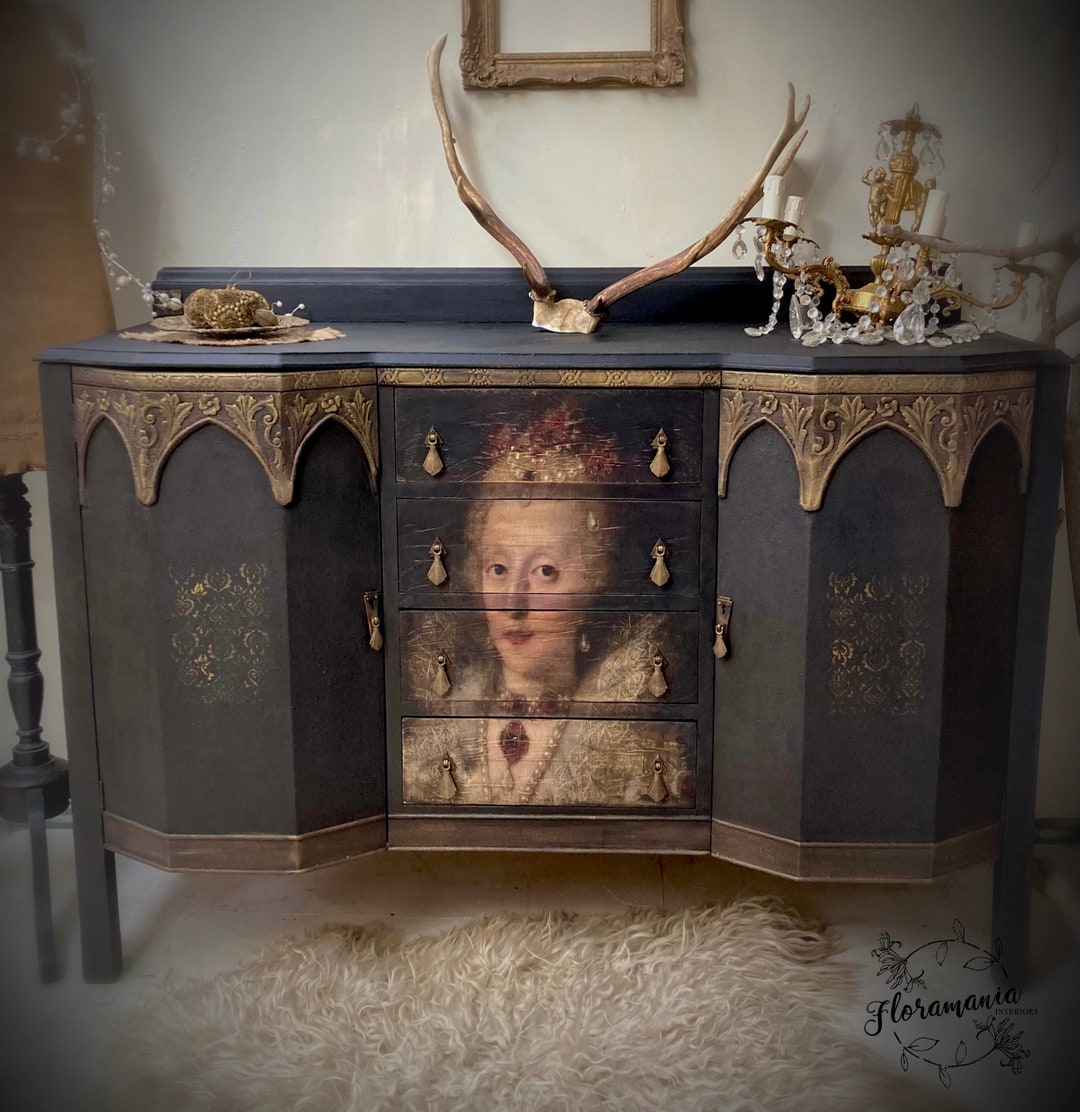Queen Elizabeth I Vintage Buffet Sideboard-decoupage-home Living - Etsy
