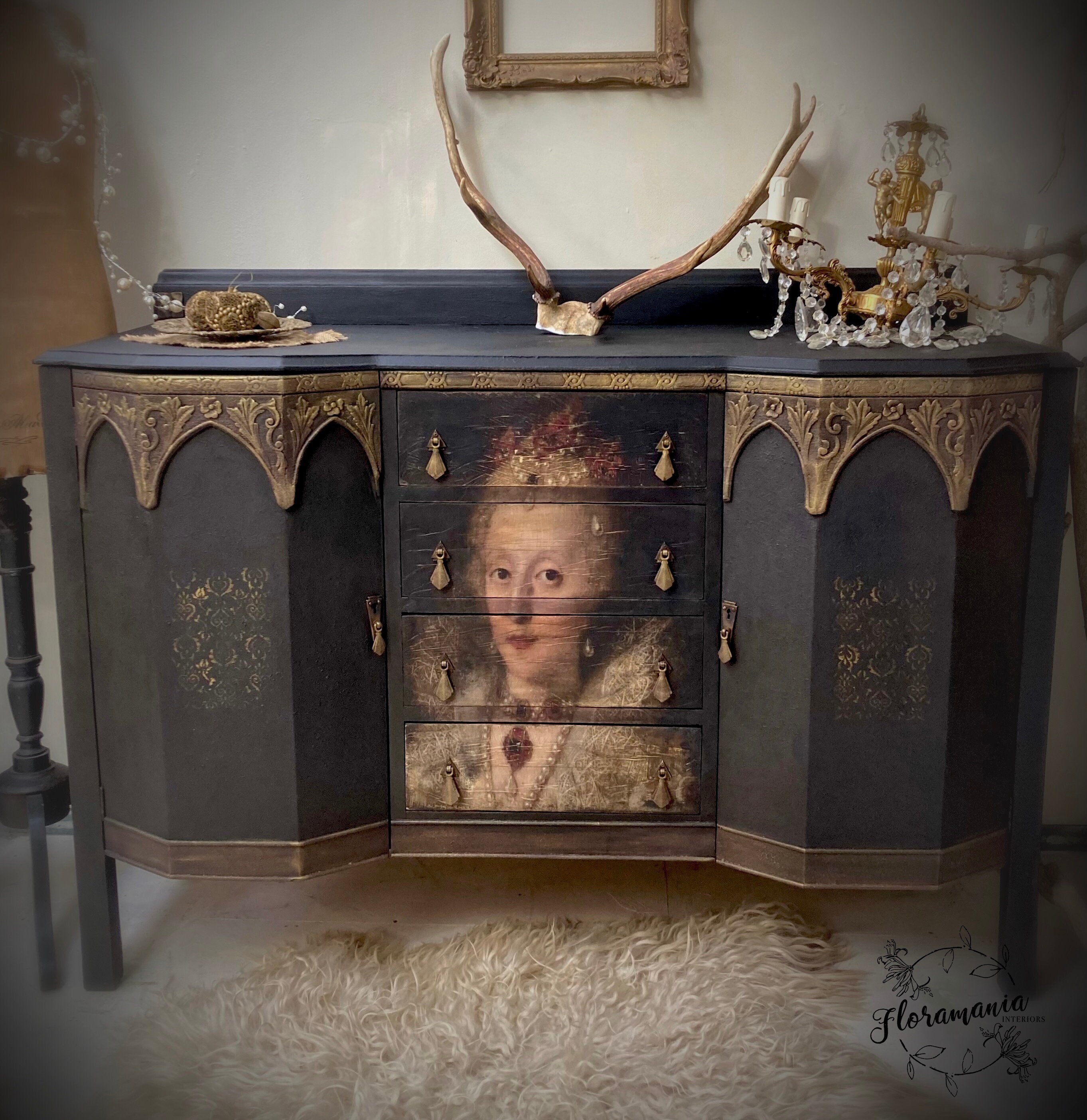 Queen Elizabeth I Vintage Buffet Sideboard-decoupage-home Living - Etsy