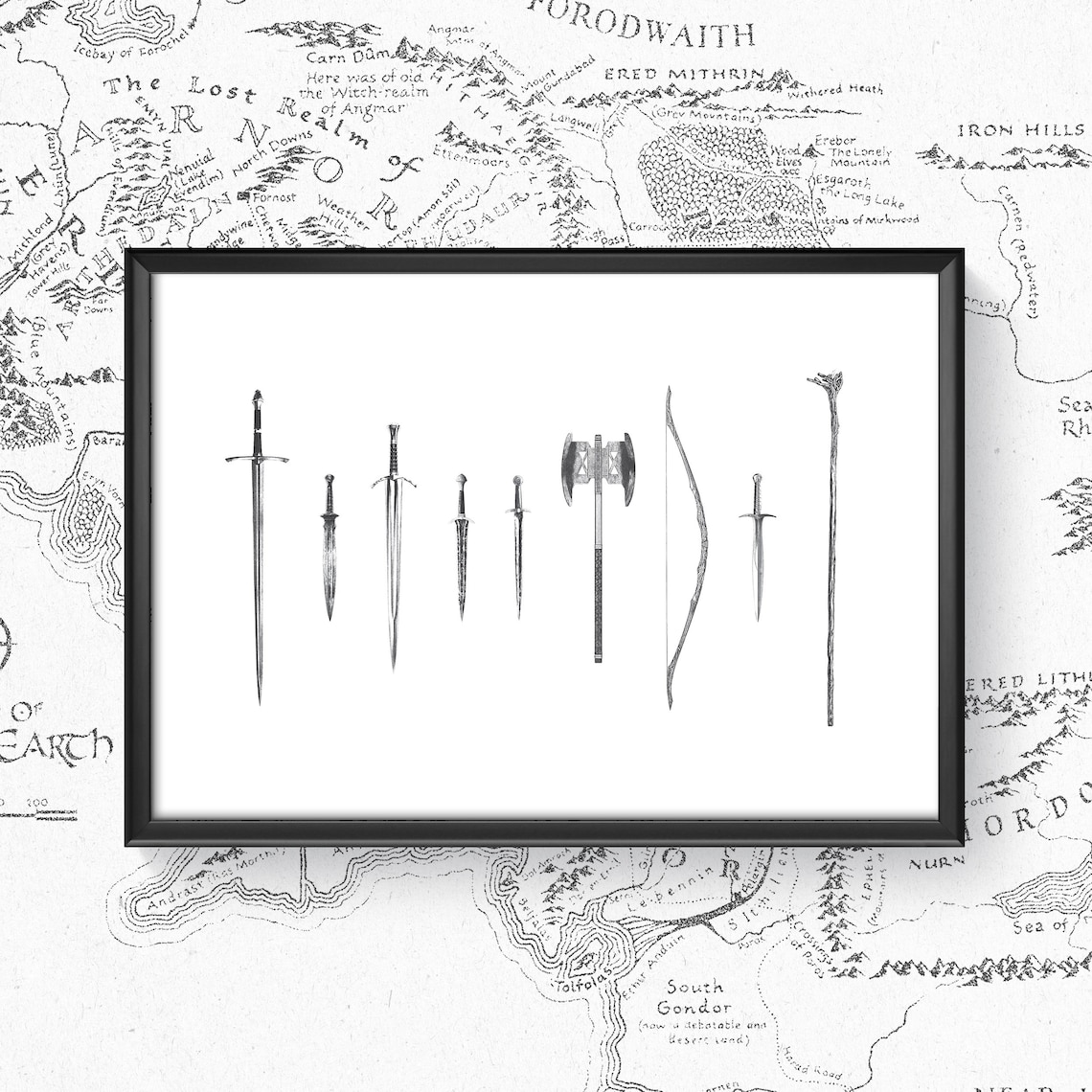 Lord of the Rings Fellowship Hobbit Rings of Power Tolkien Art Print ...