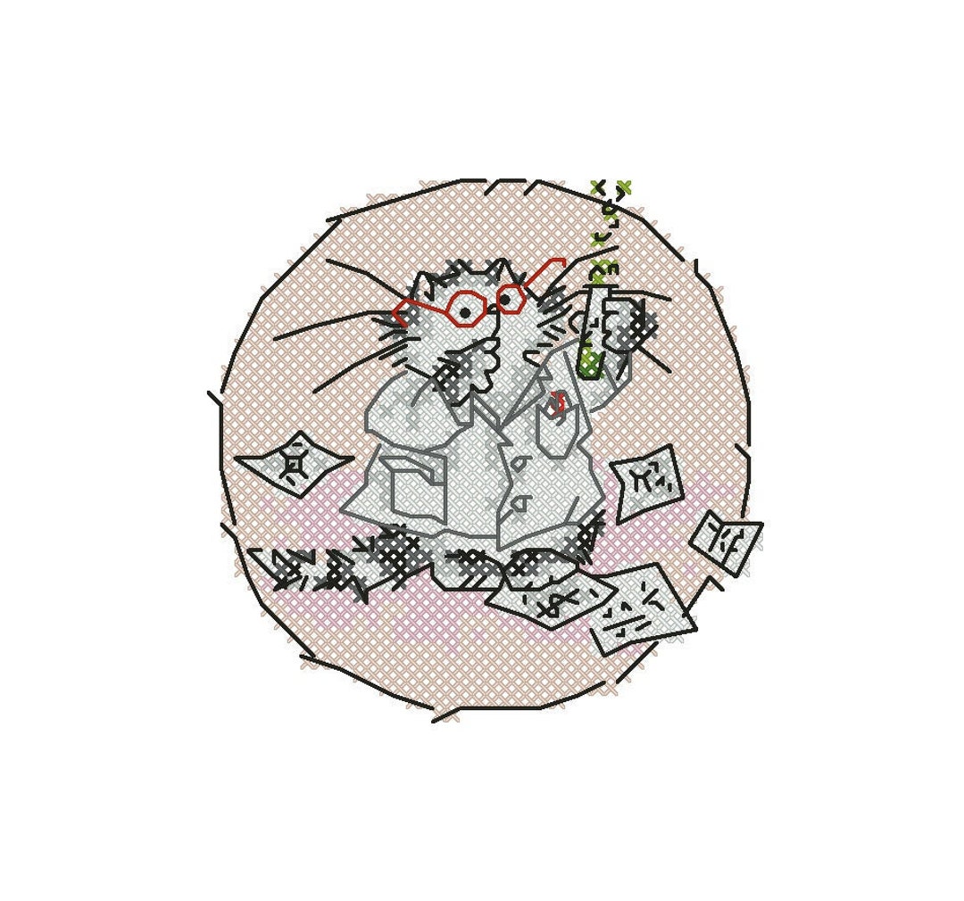 Cat Chemist Cross Stitch Pattern Scientist Cat Easy - Etsy