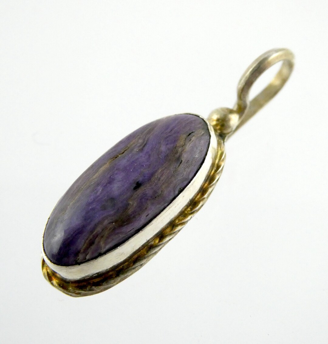 David Umpleby Sterling Silver Charoite Pendant 6.1g Oval Cabochon 925 ...
