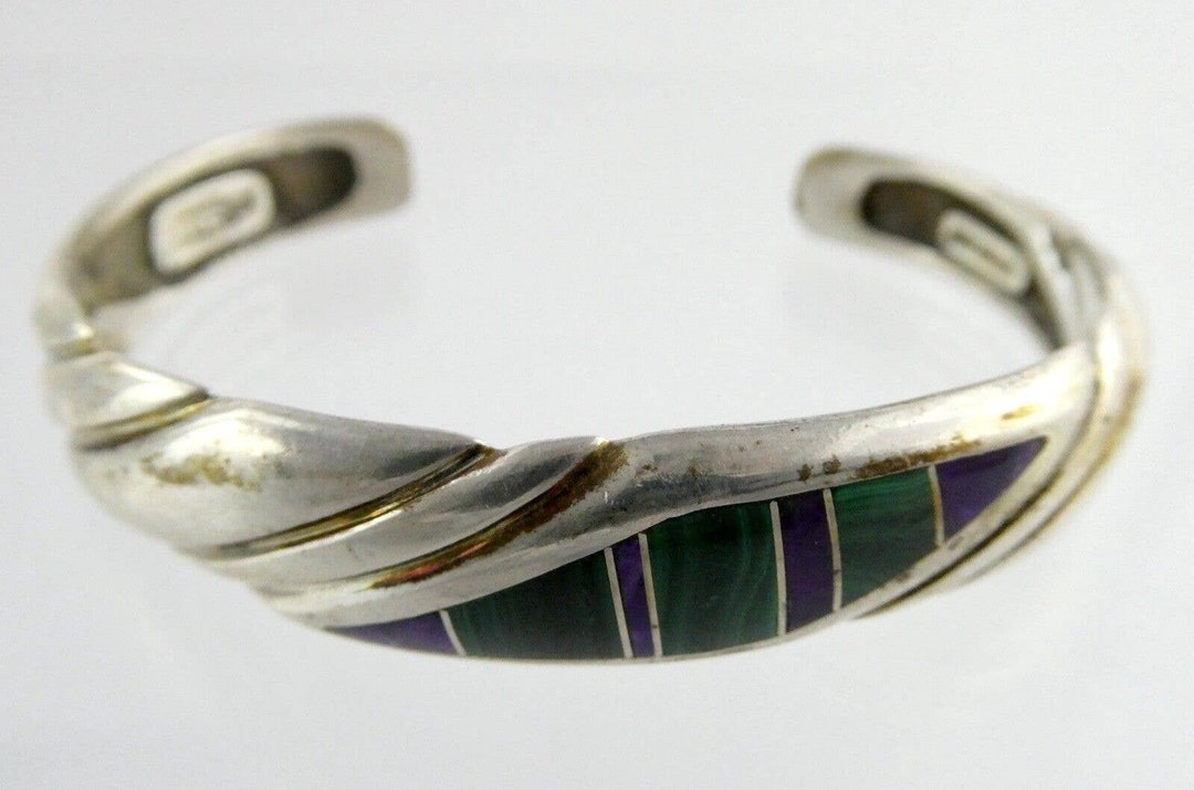 Ray Tracey and Knifewing Segura Sterling Silver Sugilite Malachite Cuff ...
