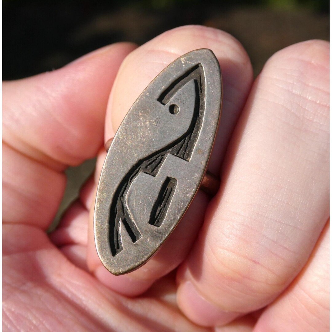 Ernie Northrup ENJ Native American Hopi Sterling Silver Glyph Ring Size ...