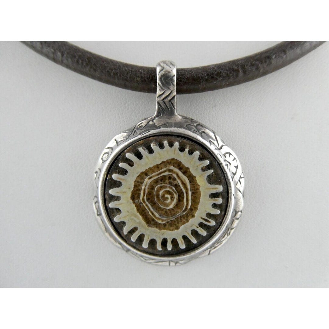 Robert Shields Design Sterling Silver Carved Antler Pendant Necklace ...