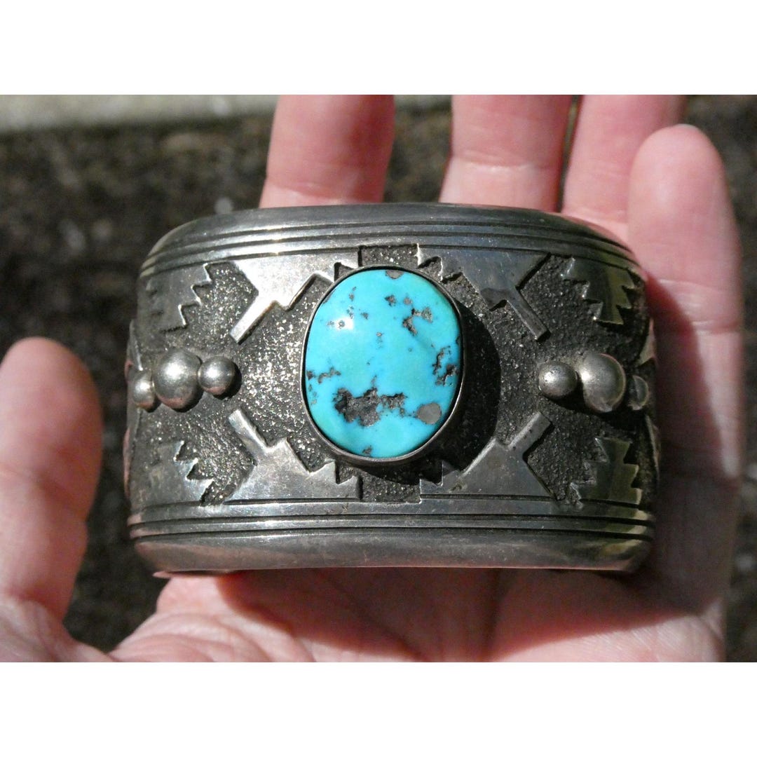 Thomas Singer NA Navajo Sterling Silver Turquoise Cabochon Cuff ...