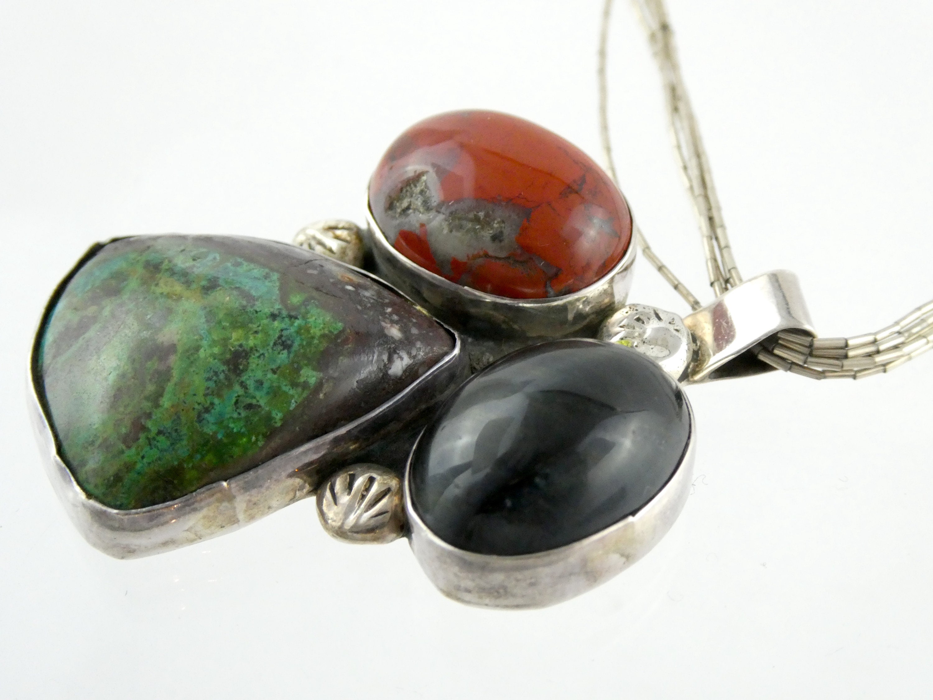 Charlene and Robert Little NA Navajo Sterling Silver Three Gem - Etsy