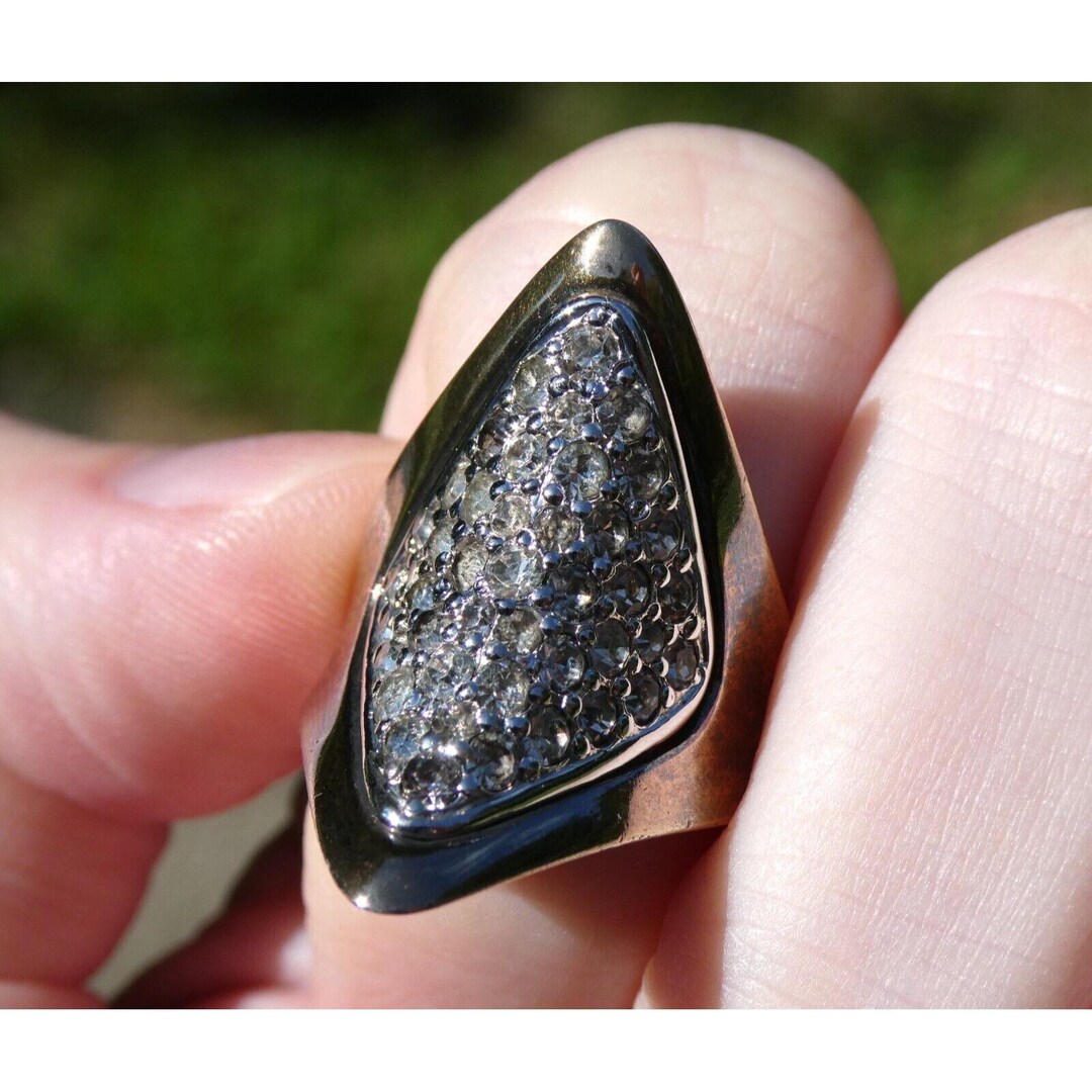 Vintage Panetta Sterling Silver Shank White Rhinestone Runway Ring 925 ...