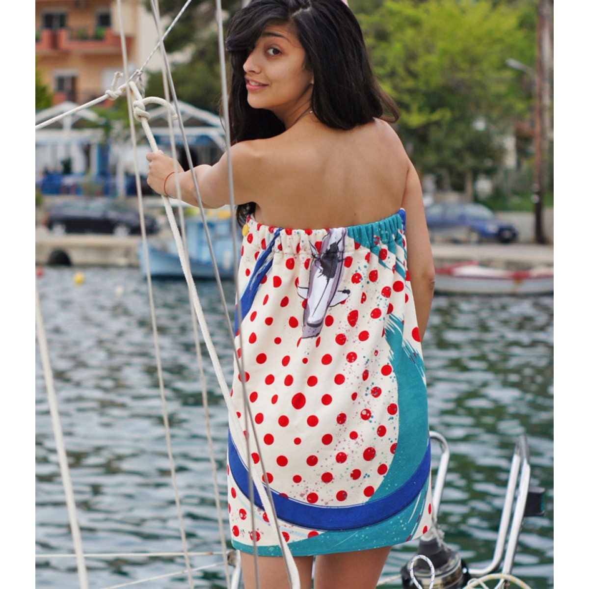 Koi Fish Red Dots Bath Robe Shower Wrap Birthday Gift - Etsy