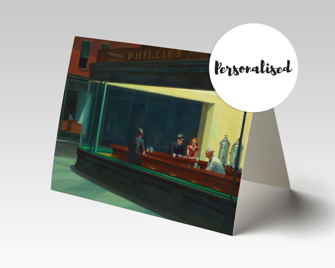 Edward Hopper Nighthawks, 1942. Personalised Fine Art Greetings ...