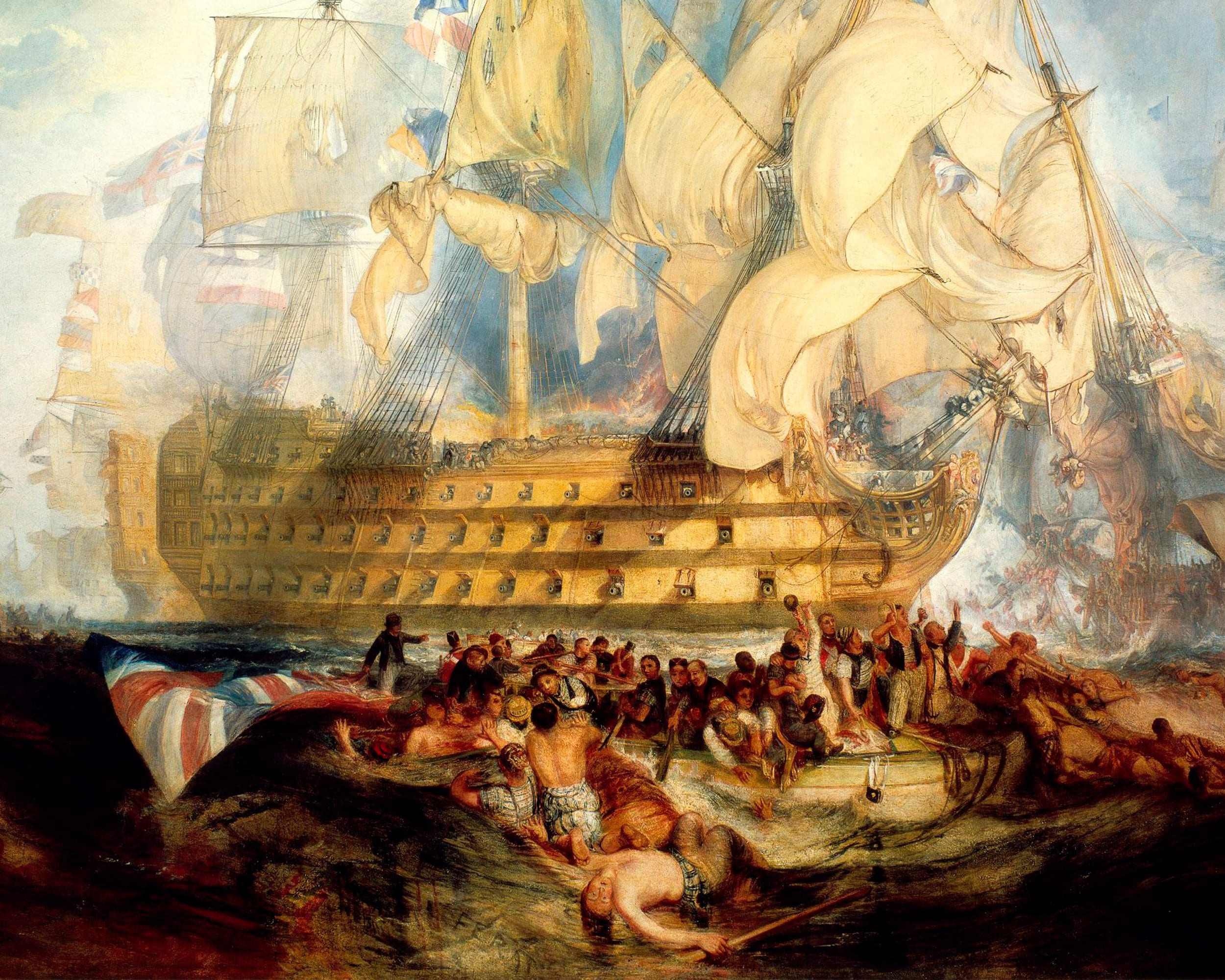 Joseph William Turner the Battle of Trafalgar 1822. Framed | Etsy