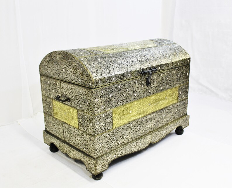 Extra Large Wooden Chest With Brass Accents - Etsy