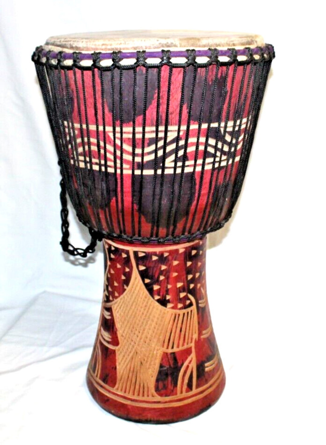 Djembe Drum Full Size African Handmade Carved 25" H X 13" Playing ...