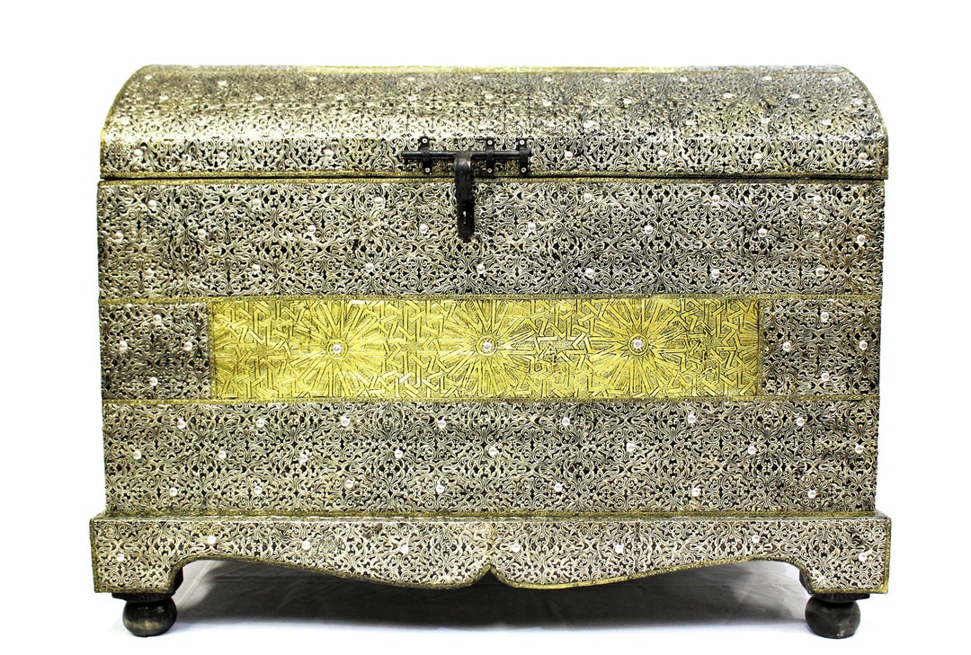 Extra Large Wooden Chest With Brass Accents - Etsy