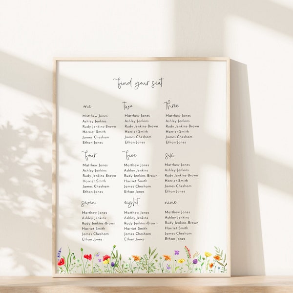 Colorful Seating Chart - Etsy