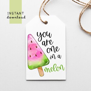 Printable Gift Tag Melon Tags Summer Party Favor Tags - Etsy