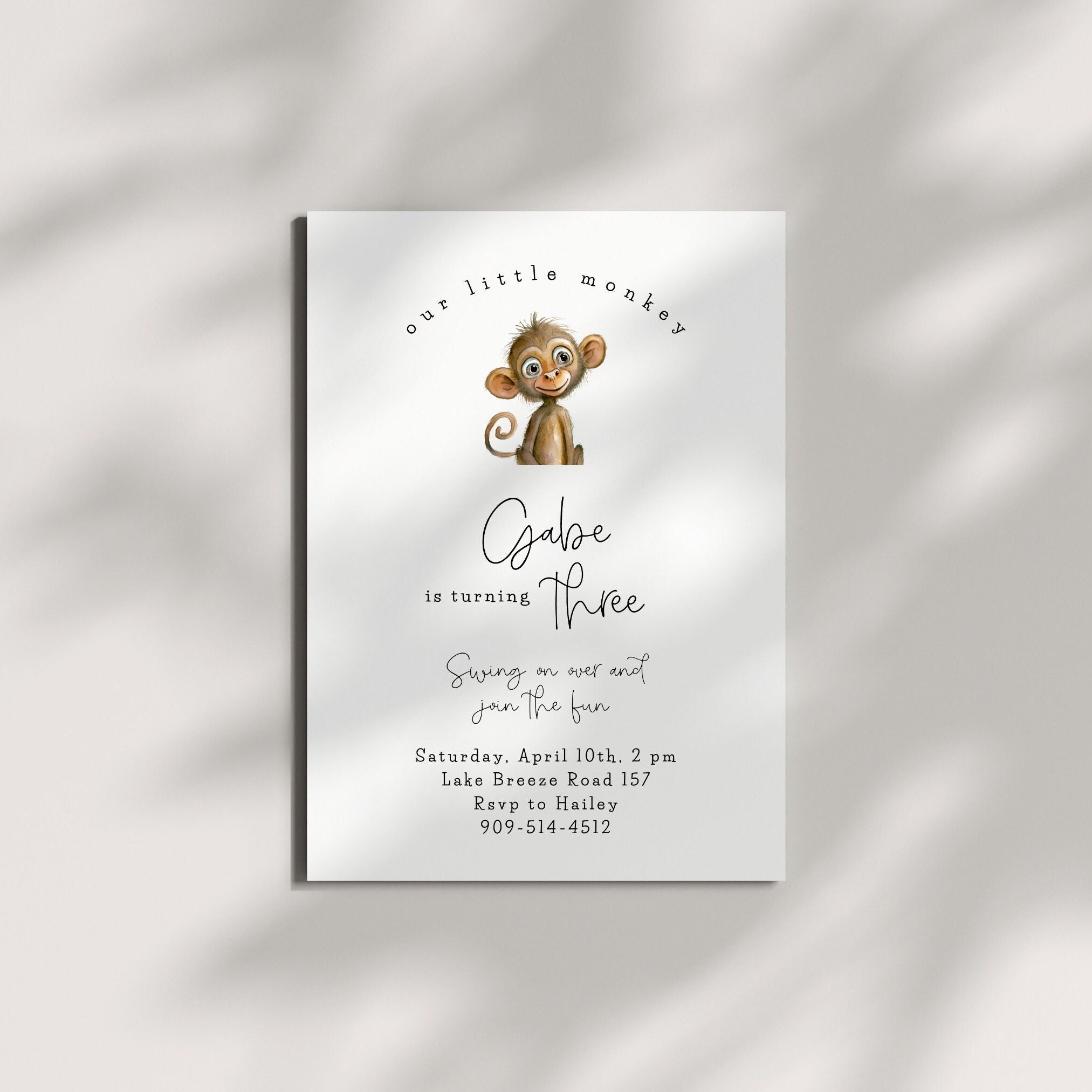 Monkey Birthday Invitation | Printable Template Corjl | Cute Baby ...