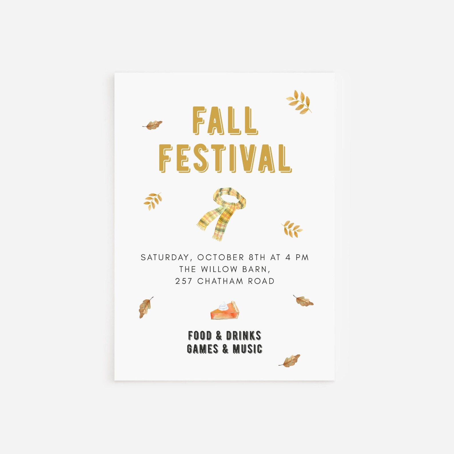 Fall Invitation Template, Autumn Birthday Invitation, Fall Festival ...