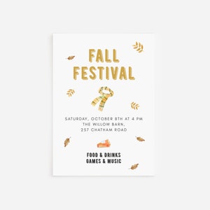 Fall Invitation Template, Autumn Birthday Invitation, Fall Festival ...