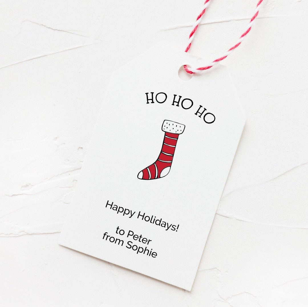 Christmas Gift Tags, Red and White Gift Tag, Personalized Holiday Tag ...